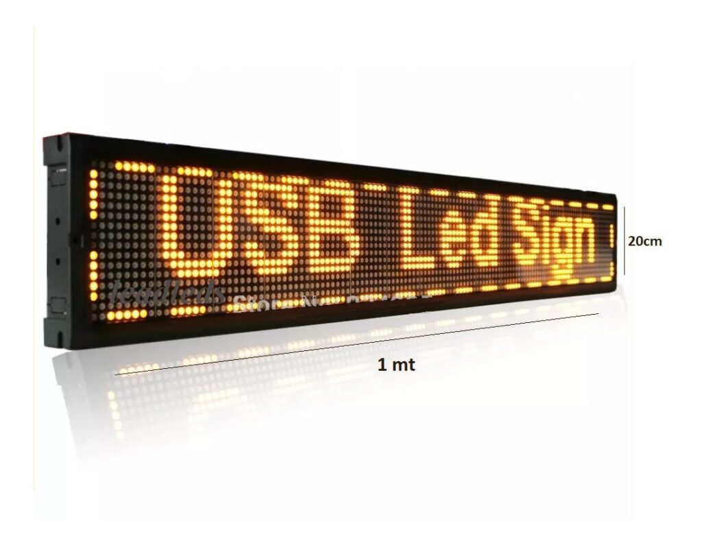 LEDS DISPLAY RGB PANTALLA ANUNCIO PROGRAMABLES COLORES 1MX20CM A 120 CA ...